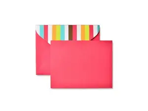 Bulk Buys Vibrant 12-Count Red Note Cards with Striped Envelopes